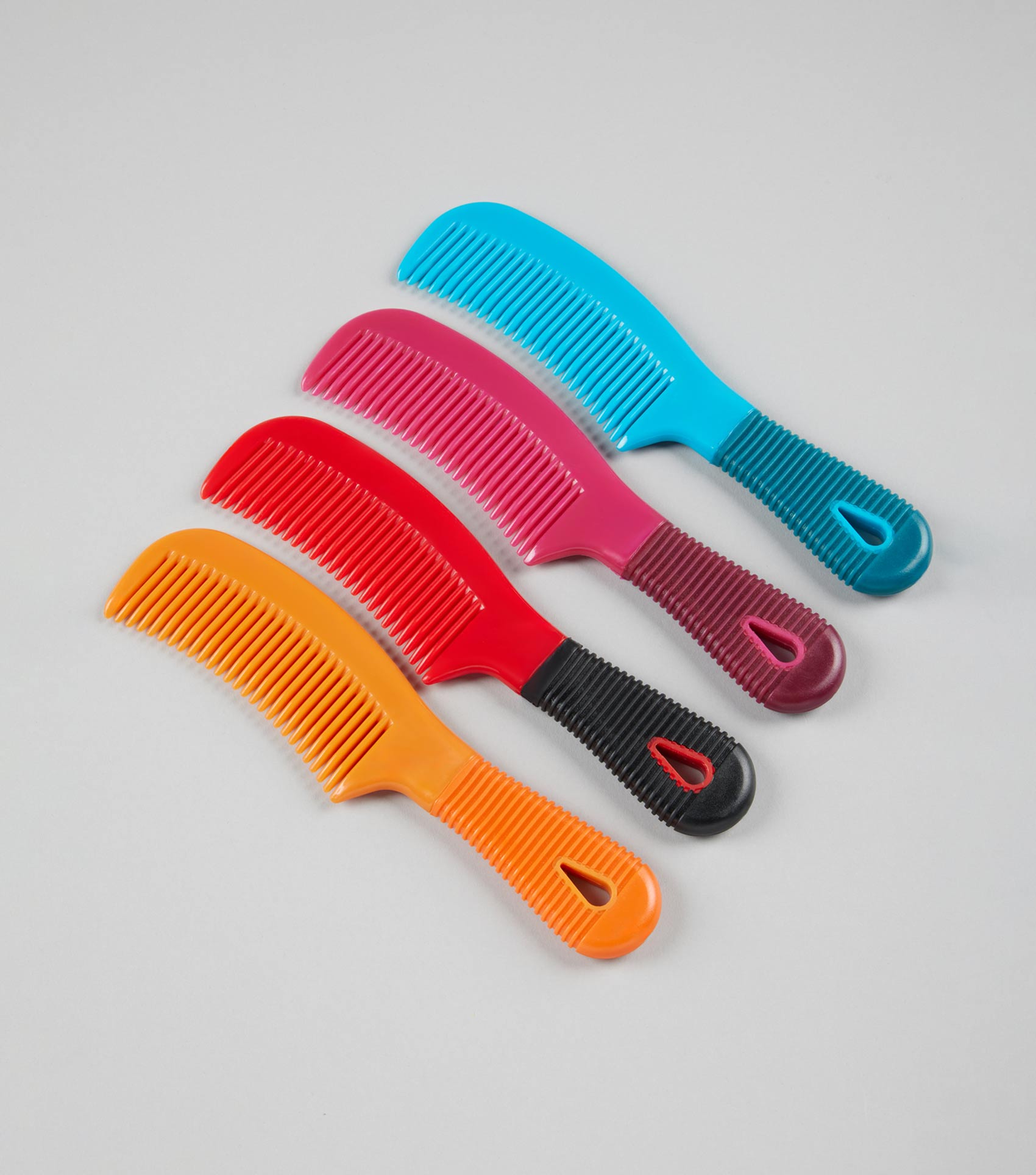 Plastic Mane Comb with Handle - Large Med Blue & Peacock