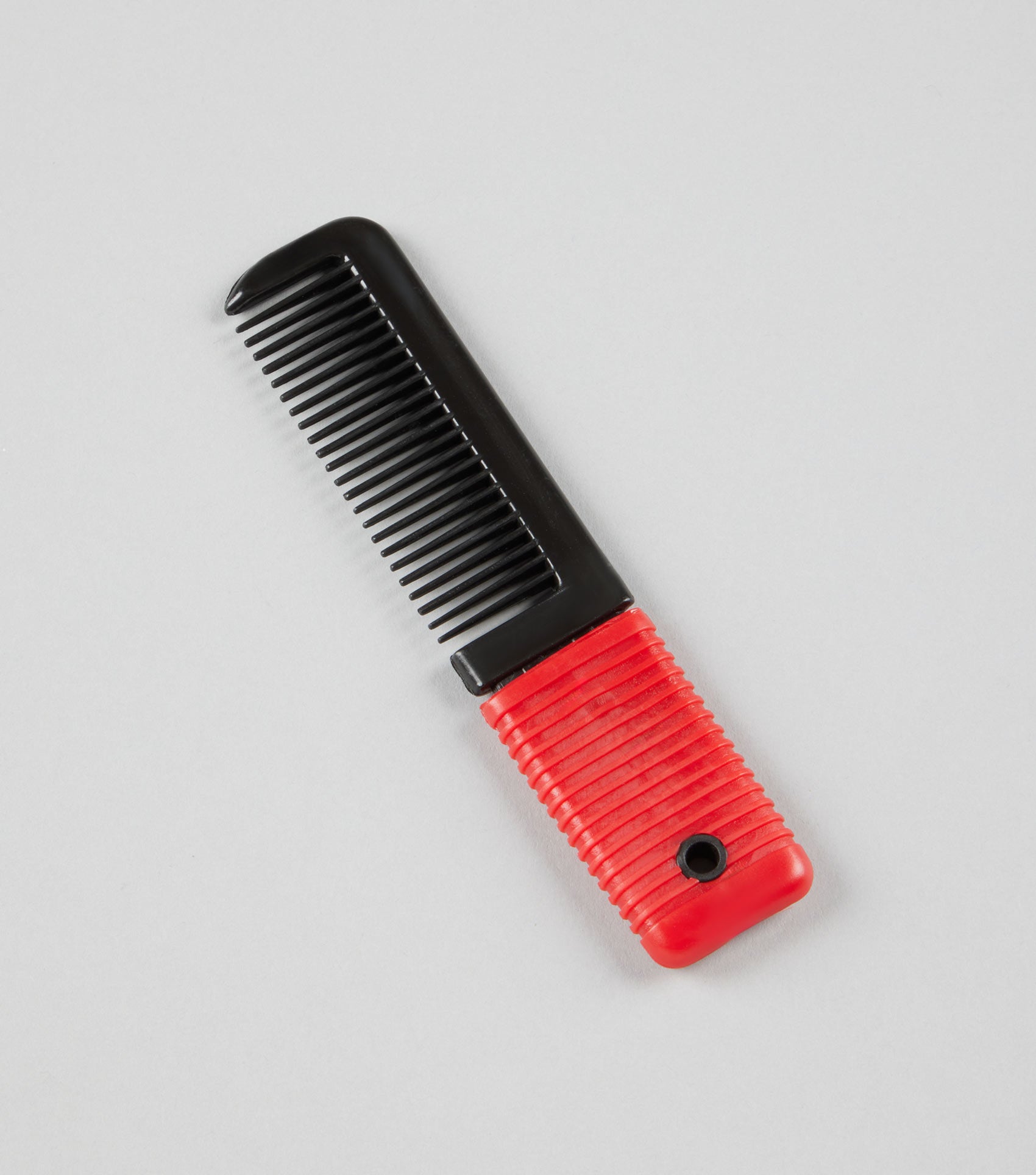 Plastic Mane Comb with Handle - Small Black & Red