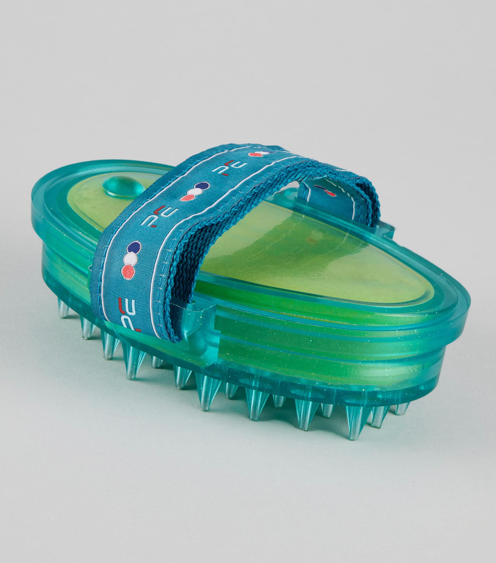 Curry Comb with Integrated Sponge Med Blue & Peacock