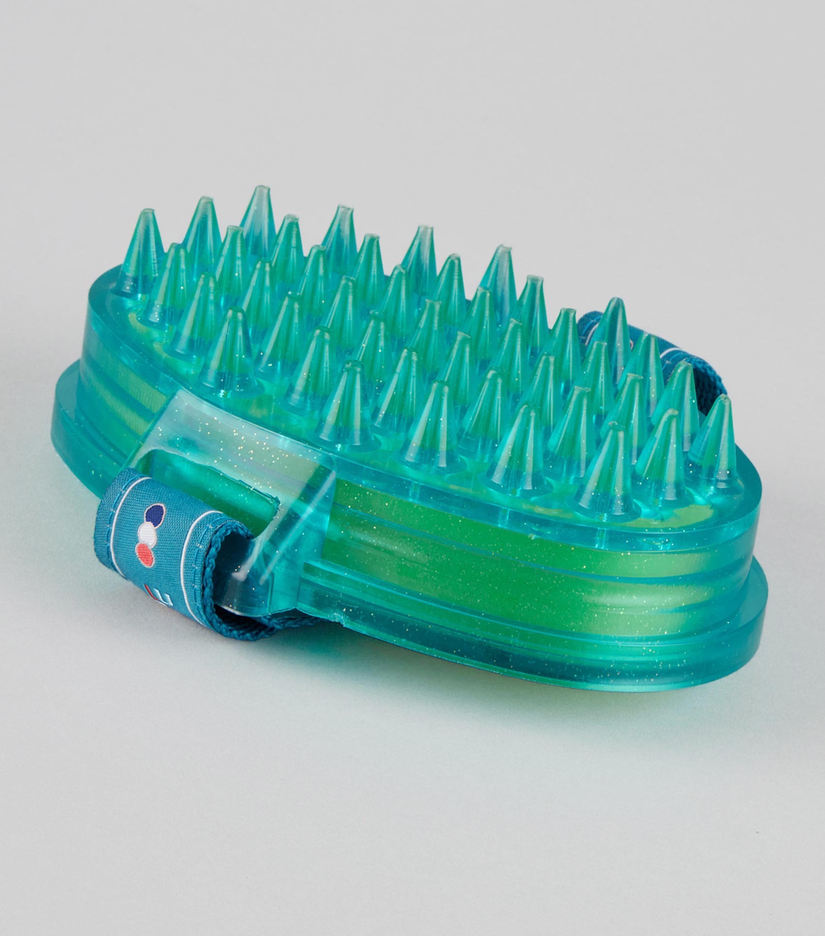 Curry Comb with Integrated Sponge Med Blue & Peacock